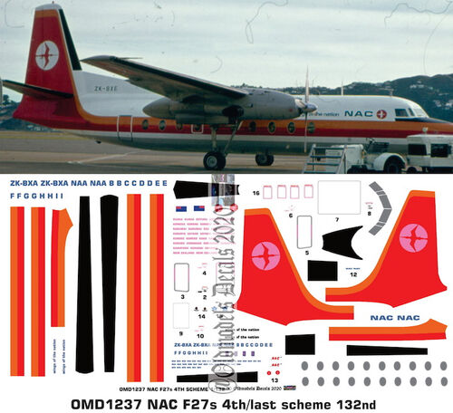 NEW! Old models Decals 1237 Fokker F27 - National Airways (NAC) 4th Scheme