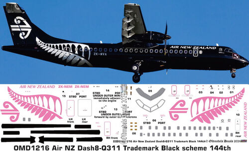 Old models Decals 1216 Bombardier Dash8-Q311 - Air New Zeeland Trademark Black Scheme