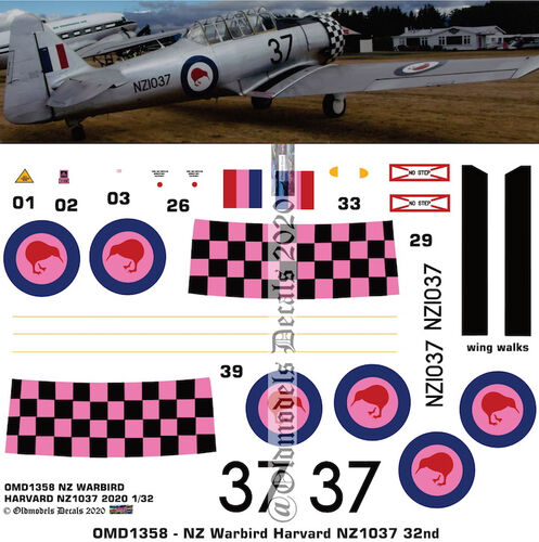 Old models Decals 1358 North American Harvard - New Zeeland Warbird (NZ1037 / 2020)