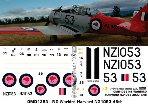 Old models Decals 1353 North American Harvard - New Zeeland Warbird (NZ1053 / 2020)