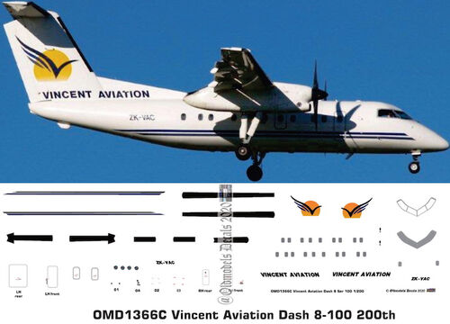 Old models Decals 1366C Bombardier Dash8-100 - Vincent Aviation