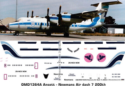 NEW! Old models Decals 1364A DHC Dash 7 - Newmans Air