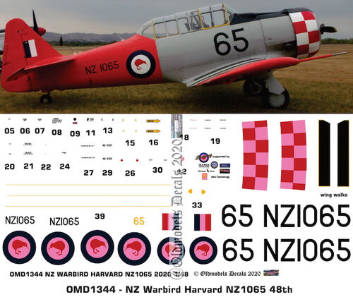 Old models Decals 1344 North American Harvard - New Zeeland Warbird (NZ1065 / 2020)
