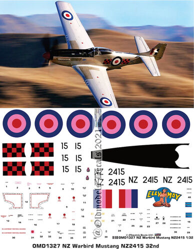 Old models Decals 1327 P-51 D Mustang - New Zealand Warbird (NZ2415)