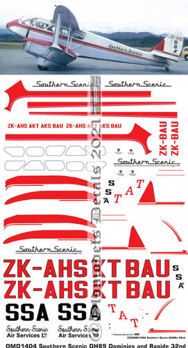 Old models Decals 1404 de Havilland DH.89 Dominie and Rapide - Southern Scenic Airways