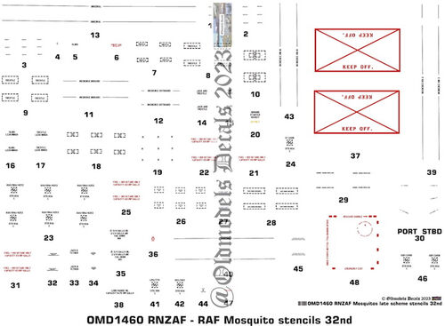 Old models Decals 1460 de Havilland Mosquito - RNZAF Stencils