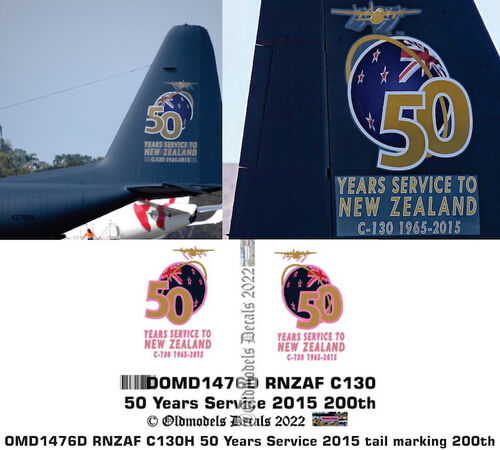 NEW! Old models Decals 1476D Lockheed C-130 - RNZAF 50 Years Service (2015) Tail Marking