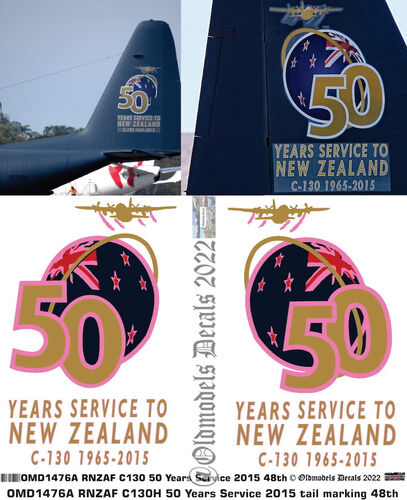 NEW! Old models Decals 1476A Lockheed C-130 - RNZAF 50 Years Service (2015) Tail Marking