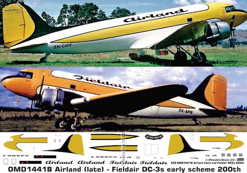 Old models Decals 1441B Douglas DC-3 - Airland (Late Scheme) / Fieldair