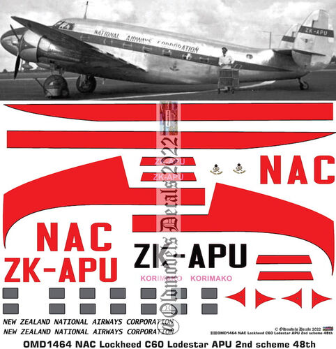 Old models Decals 1464 Lockheed C60 Lodestar - National Airlines Corporation (NAC) APU 2nd Scheme