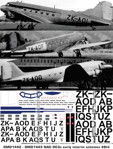 Old models Decals 1442-OMD-1443 Douglas DC3 - National Airways Corporation (NAC) Early Interim Scheme