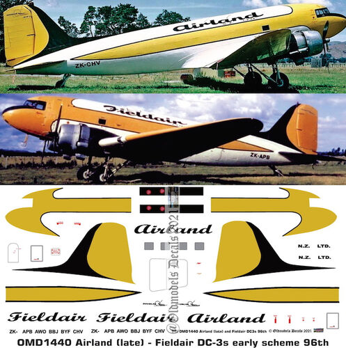 Old models Decals 1440 Douglas DC-3 - Airland (Late Scheme) / Fieldair