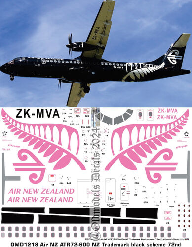 Old models Decals 1218 ATR72-500/600 - Air New Zeeland Trademark Black Scheme