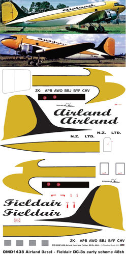Old models Decals 1438 Douglas DC-3 - Airland (Late Scheme) / Fieldair