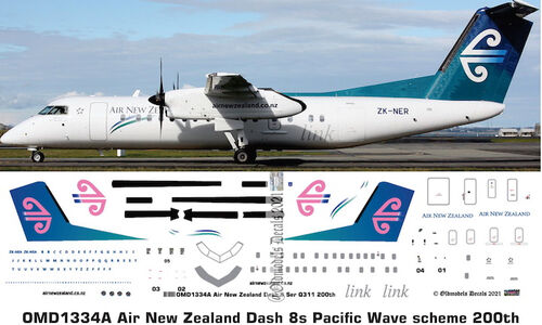 Old models Decals 1334A Bombardier Dash 8-311Q - Air New Zeeland Pacific Wave Scheme