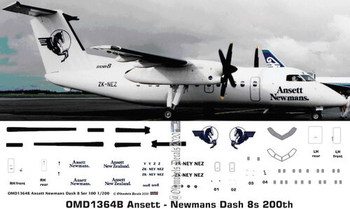 Old models Decals 1364B Bombardier Dash8-100 - Ansett / Newmans