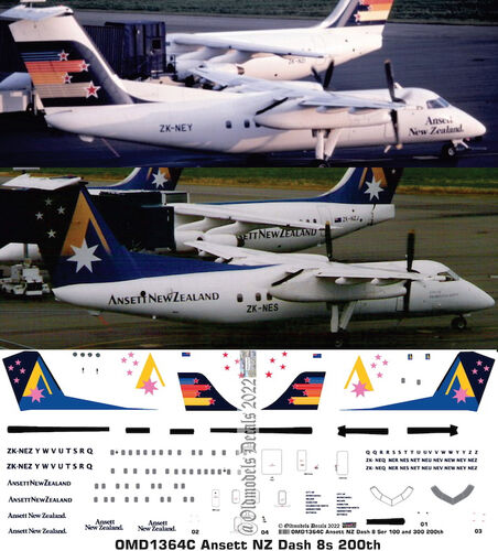 Old models Decals 1364C Bombardier Dash8-100 / -300 - Ansett New Zeeland