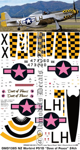 Old models Decals 1385 P-51 D Mustang - New Zeeland Warbird Dove of Peace