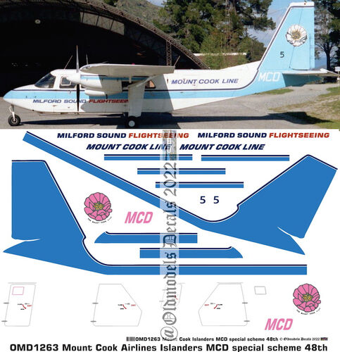 Old models Decals 1263 BN-2 Islander - Mount Cook Airlines MCD special scheme