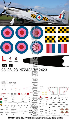 Old models Decals 1505 P-51 D Mustang - New Zealand Warbird (NZ2423)