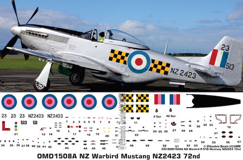 Old models Decals 1508A P-51 D Mustang - New Zealand Warbird (NZ2423)