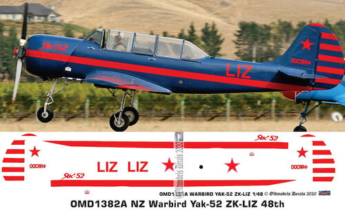 Old models Decals 1382A Yakovlev Yak-52 - New Zeeland Warbird (ZK-LIZ)