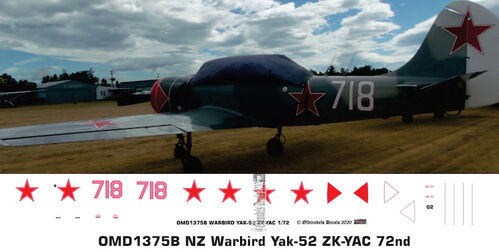 Old models Decals 1375B Yakovlev Yak-52 - New Zeeland Warbird (ZK-YAC)