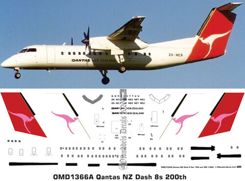 Old models Decals 1366A Bombardier Dash8-100 / -300 - Qantas New Zeeland