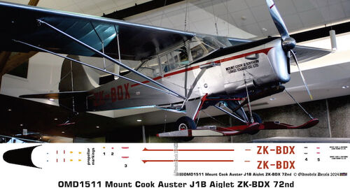 Old models Decals 1511 Auster J1B - Aiglet Mount Cook Airlines (ZK-BDX)