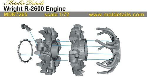 Metallic Details MDR7265 Wright R-2600 Twin Cyclone Engine (1 piece)