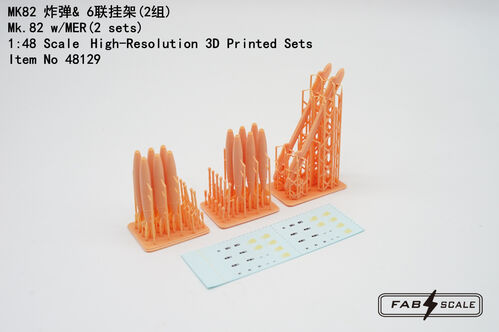 NEW! Fab Scale Fa48129 Bombs Mk.82 with MER (2 Sets / 3D-Printed)