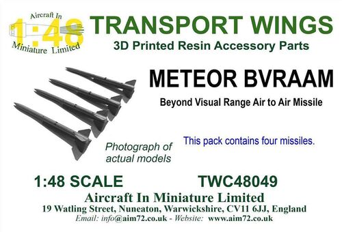 Aircraft In Miniature Ltd TWC48049 Meteor BVRAAM (4 pcs / 3D-Printed)