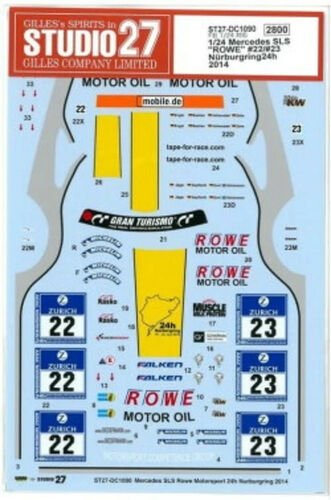 Studio 27 DC1090 Mercedes SLS AMG GT3 - Rowe No.22 / No.23 Nurburgring 24h 2014 (for Fujimi Kits)