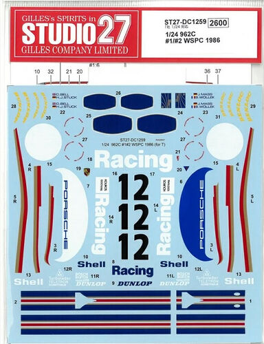 Studio 27 DC1259 Porsche 962C - Rothmans No.1/No.2 WSPC 1986 (for Tamiya Kits)