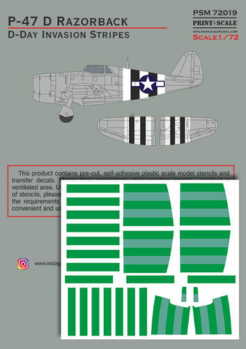 Print Scale PSM72019 Republic P-47 D Razorback - D-Day Invasion Stripes.