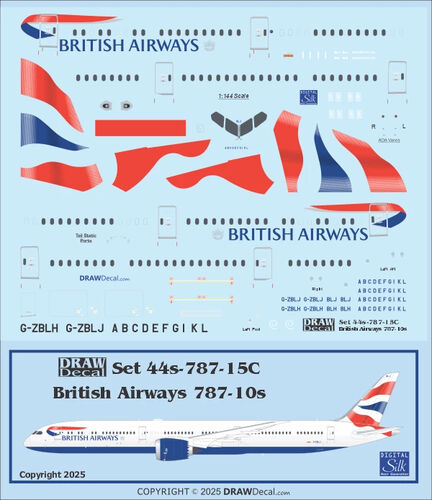 Draw Decal 44-787-15C Boeing 787-10 Dreamliners - British Airways