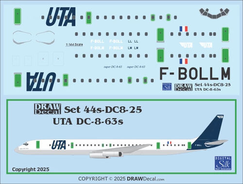 Draw Decal 44-DC8-25 McDonnell Douglas DC-8-63PF - Union de Transports Aeriens (UTA)