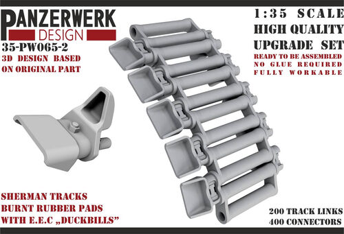 Panzerwerk Design 35-PW065-2 Sherman Tracks burned Rubber Pads with Duckbills
