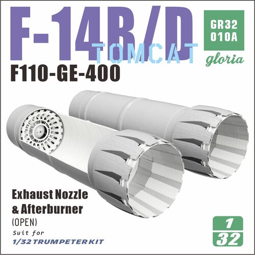 Gloria Model GR32010A Grumman F-14 B/D - F110-GE-400 Exhaust Nozzle & Afterburner OPEN (for Trumpeter Kits)