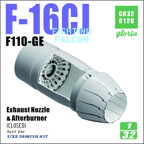 Gloria Model GR32012B Lockheed Martin F-16 CJ - F110-GE Exhaust Nozzle & Afterburner CLOSED (for Tamiya Kits)