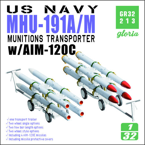 Gloria Model GR32213 US Navy MHU-191A/M Munitions Transporter with AIM-120C (Universal)