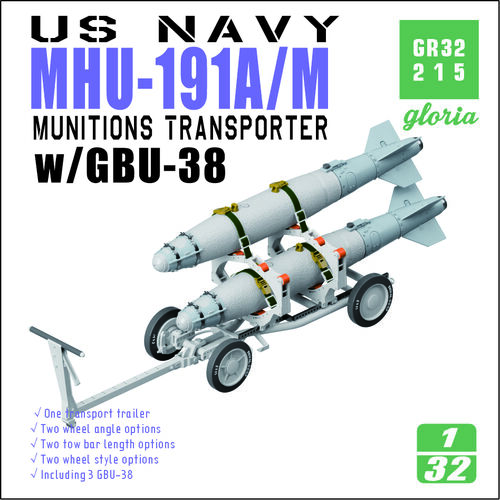 Gloria Model GR32215 US Navy MHU-191A/M Munitions Transporter with GBU-38 (Universal)
