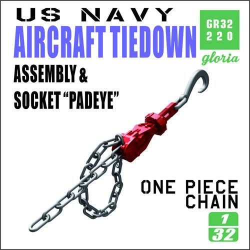 Gloria Model GR32220 US Navy Aircraft Tiedown Assembly & Socket “Padeye” (One-piece Chain / Universal)