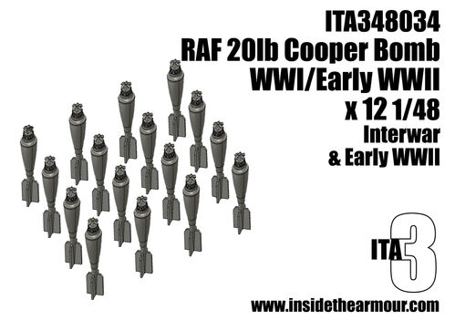 Inside the Armour ITA348034 RAF 20lb Bomb WWI / Interwar and Early WWII (12 pcs)
