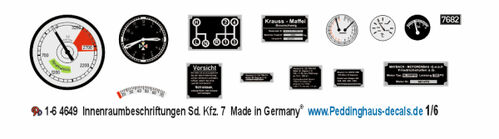 Peddinghaus-Decals 4649 Sd.Kfz.7 Dashboard Decal Set
