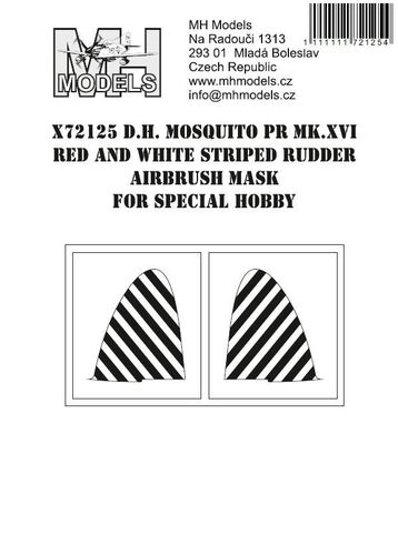 MH Models X72125 D.H. Mosquito PR Mk.XVI Red And White Striped Rudder Airbrush Mask (For Special Hobby)