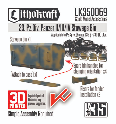 Lithokraft Range 350069 23. Pz.Div. Panzer II / III / IV - Stowage Bin (3D-Printed)