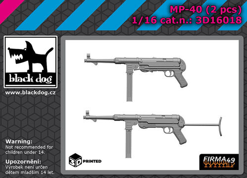 NEW! Black Dog 3D16018 German MP40 (2 pcs / 3D-Printed)