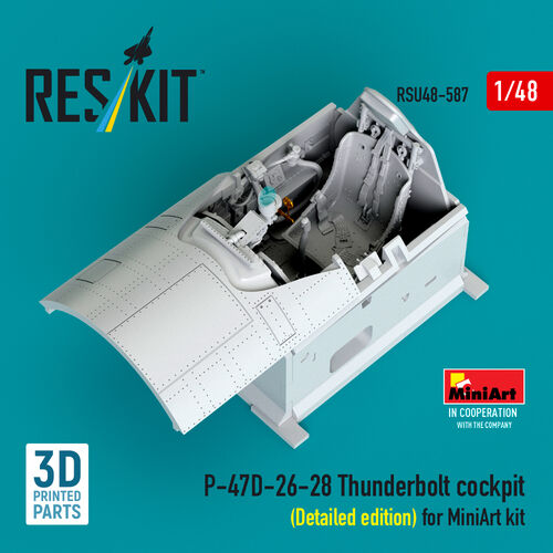 RES/KIT U48-0587 Republic P-47 D-26-28 Thunderbolt - Cockpit Detailed Edition (3D-Printed / for MiniArt Kits)