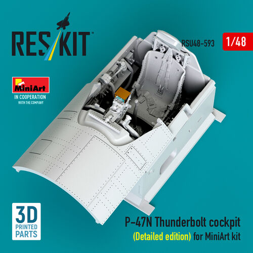 RES/KIT U48-0593 Republic P-47 N Thunderbolt - Cockpit Detailed Edition (3D-Printed / for MiniArt Kits)